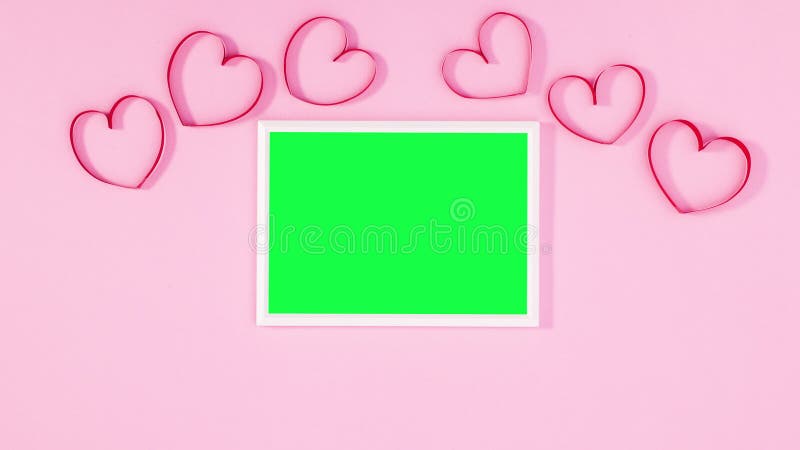 Wooden Hearts Around Frame with Green Screen. Stop Motion Stock Footage ...