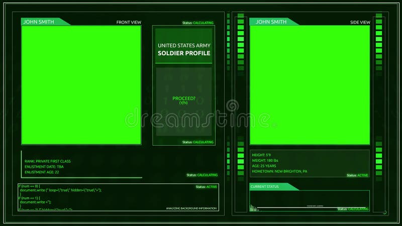 Green Screen Generic Futuristic Army Soldier Profile Interface Stock ...