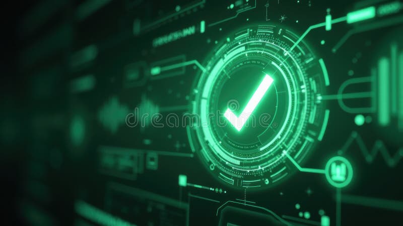 Green Screen with a Glowing Check Mark in the Center Stock Photo ...