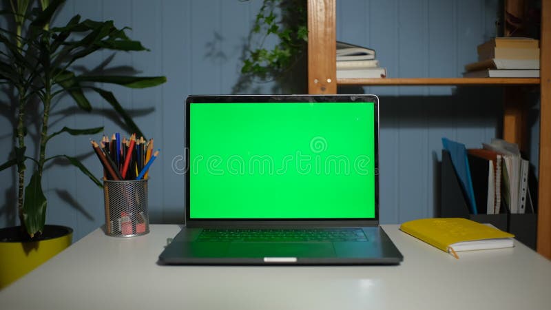 Green Screen Laptop Computer on a Homework Desk. Stock Footage - Video ...