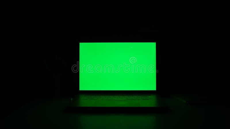 Green Screen Laptop Computer on a Homework Desk with Plants Stock Video ...