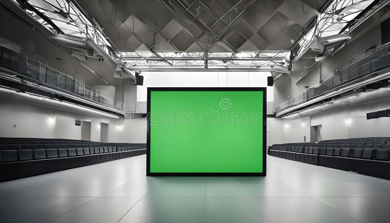 Green Screen in a Large Empty Auditorium Stock Illustration ...