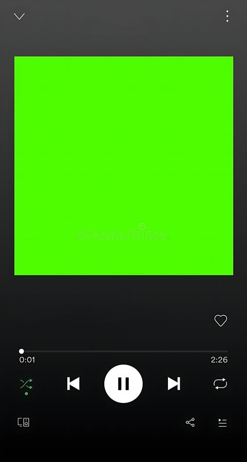 Green Screen Music Player Interface with Playback Controls Stock ...