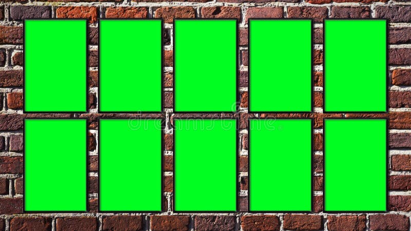 Green Screen Photo Frames on a Brick Wall - Copy Space Stock Photo ...