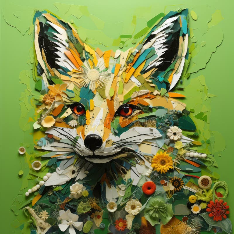 Green Fox Paper Flower Art: Abstract Nature Inspired Pop Art Wall Decor ...