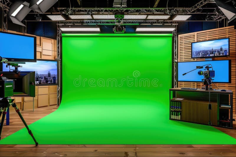 A Green Screen is Set Up in a Studio. Ideal for Video Production ...