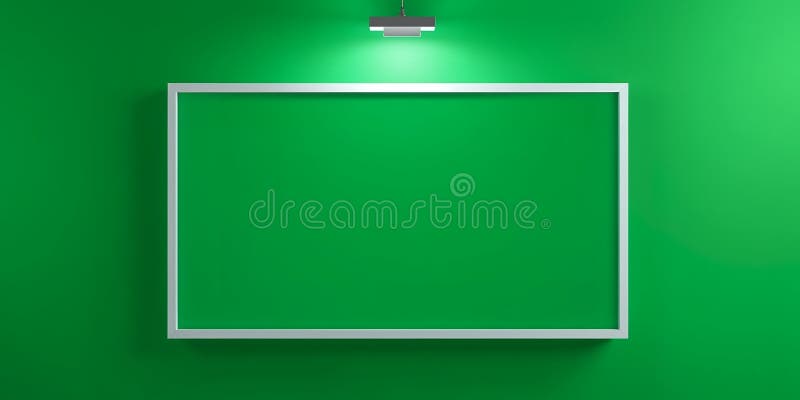 Green Screen with Silver Frame and Overhead Light Fixture on a Vibrant ...