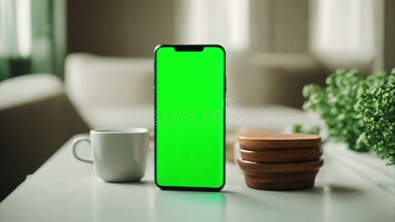 Green Screen Smartphone on a White Table Stock Footage - Video of wood ...