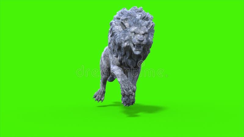 Green Screen Stone Lion Runcycle Loop Animals 3D Animations Rendering ...