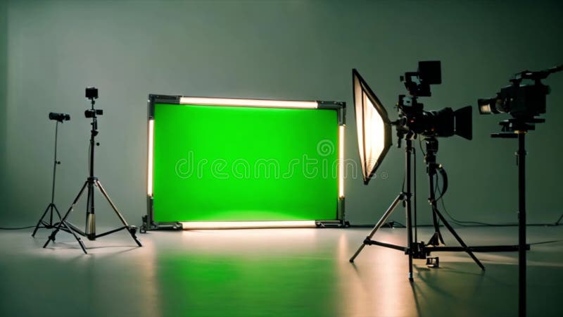 Green Screen Studio Setup with Cameras and Lights Stock Video - Video ...