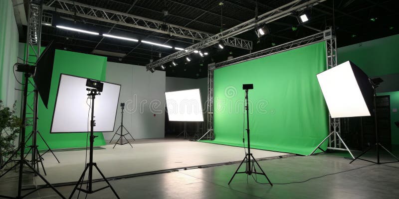 Green Screen Studio Setup with Professional Lighting and Equipment for ...