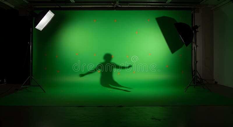 Green Screen Studio Setup with a Silhouette Shadow, Ready for Visual ...