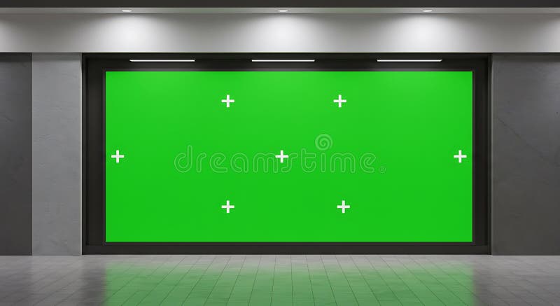 Green Screen Studio with Tracking Markers for Virtual Set Design Stock ...