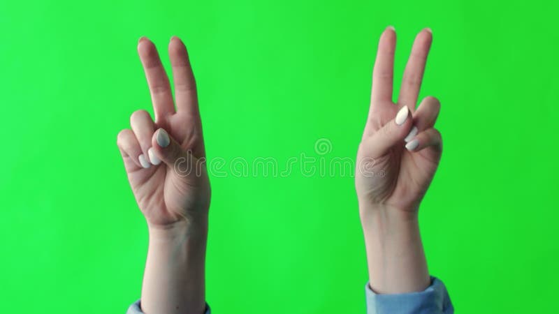 Green Screen Studio. Two Hands Show a Gesture of Peace Stock Video ...