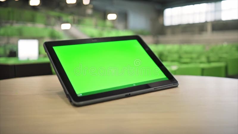 Green Screen Tablet on Table in Conference Room Stock Video - Video of ...