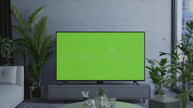 Green Screen TV Mockup for Chroma Key Editing and Visual Effects Stock ...