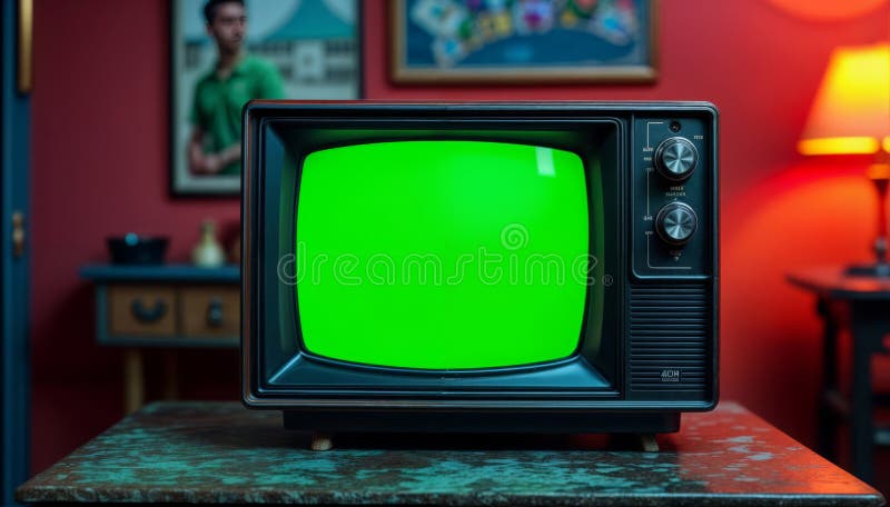 Green Screen Tv on Screen, Modern Bright and Cozy Room Stock Photo ...