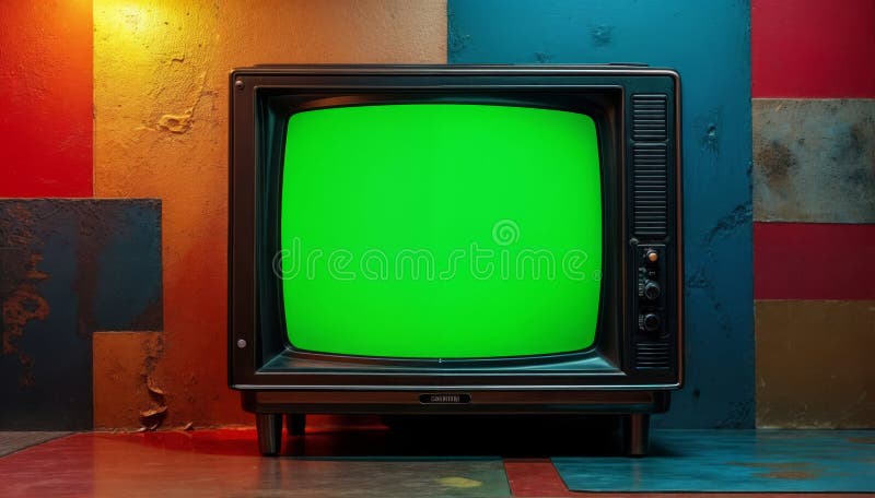 Green Screen Tv on Screen, Modern Bright and Cozy Room Stock Photo ...