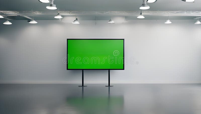 Green Screen in White Room stock illustration. Illustration of fixture ...