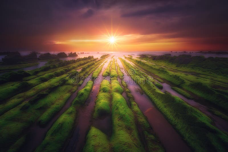 Green Sea Moss on Rocks in Barrika Stock Photo - Image of basque ...