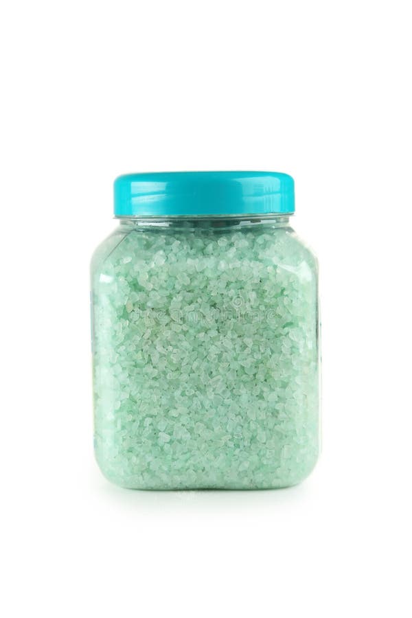 Green Sea Salt in Bottle Isolated on White Background Stock Photo ...