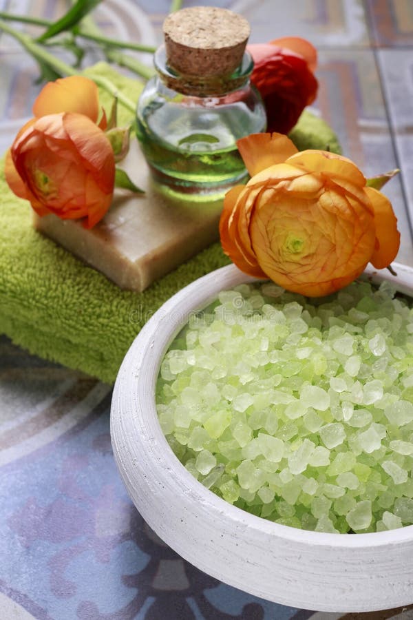 Green sea salt stock photo. Image of essential, aromatherapy - 166726188