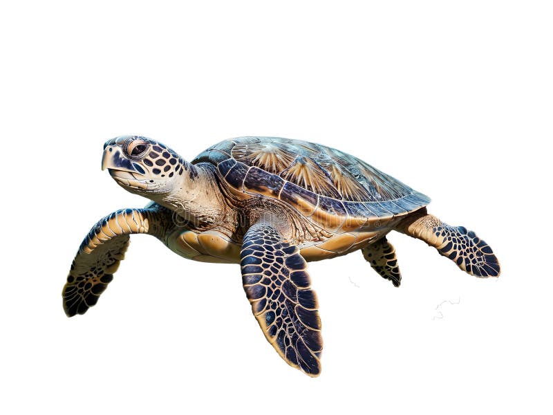 A Green Sea Turtle an Aquatic Reptile with a Patterned Shell Rests on a ...