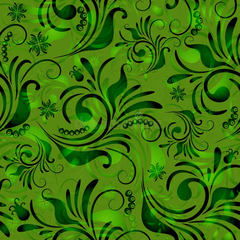Green Seamless Floral Pattern Stock Vector - Illustration of gradient ...