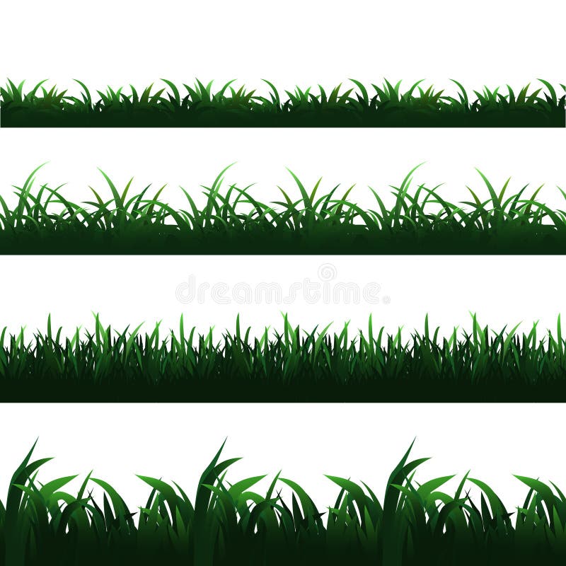 Green Seamless Grass Borders Vector Set Grass Seamless Border Design Pattern Grass Frame