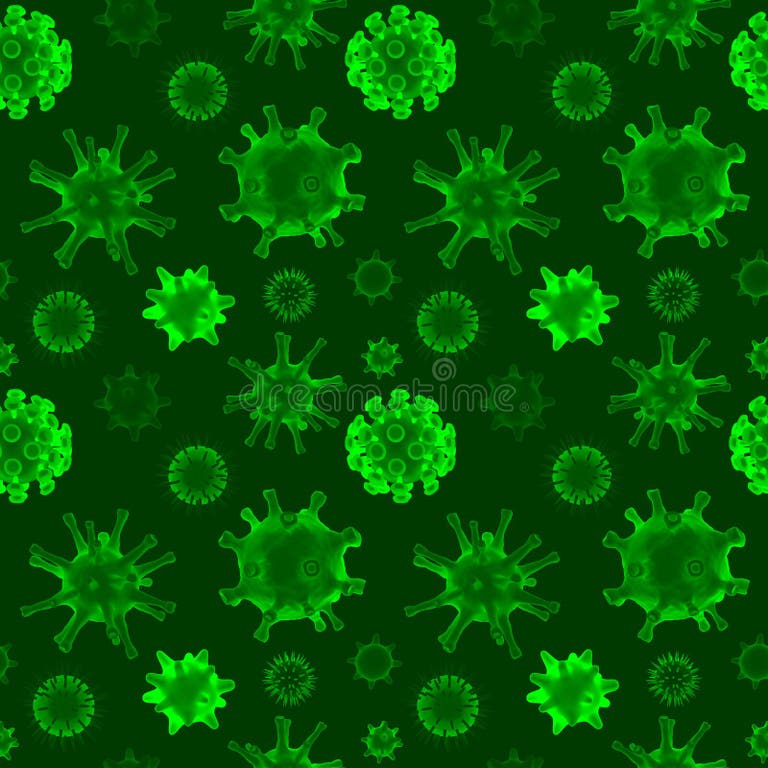 Green Seamless Patern of Different Kinds of Pathogen Viruses Stock ...