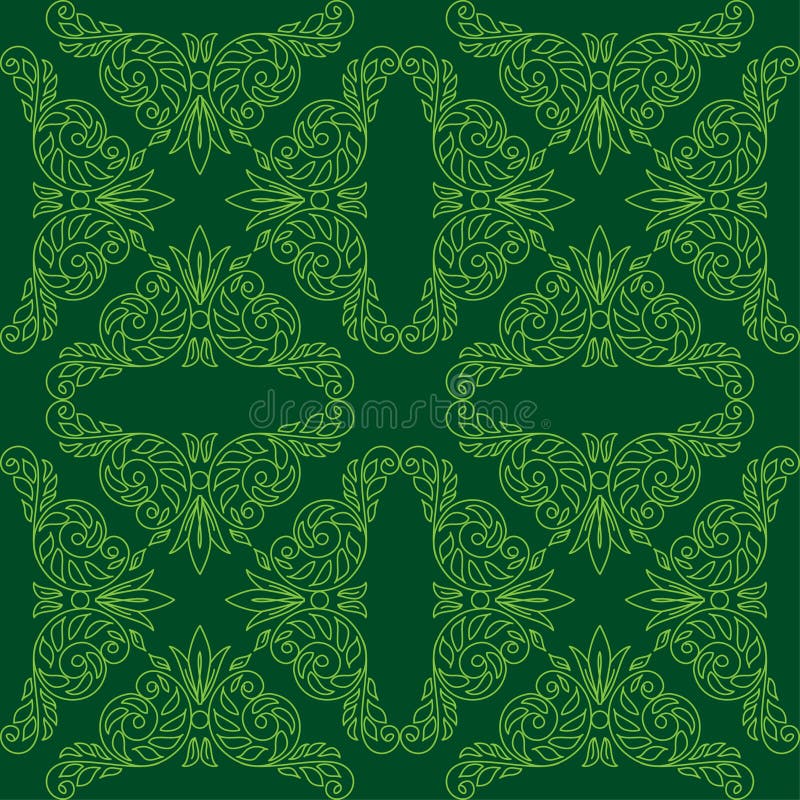 Green Seamless Pattern with Floral Elements - Eps Stock Vector ...