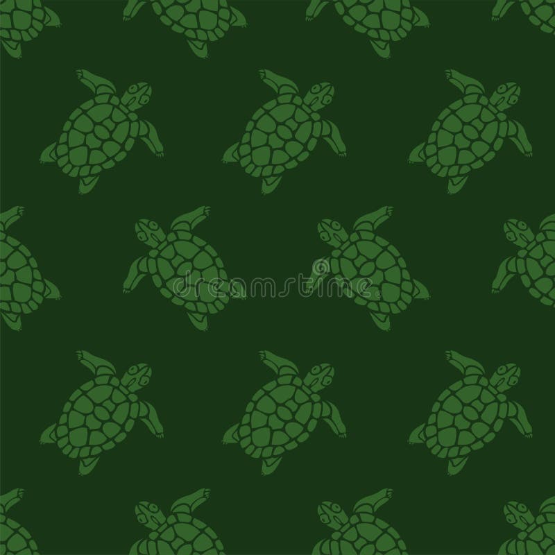 Green Seamless Pattern with Funny Cartoon Turtles Stock Vector ...