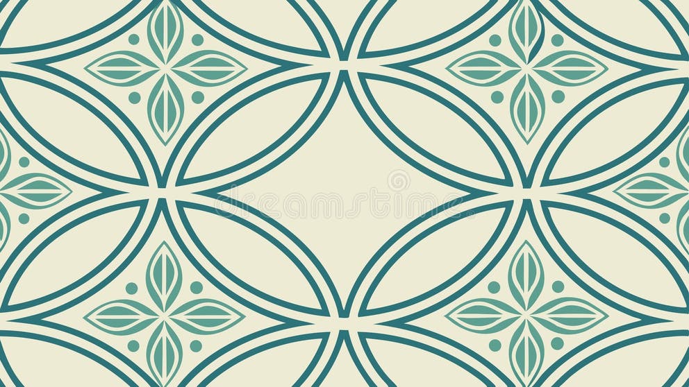 Green Seamless Vector Pattern with Geometric Leaf and Vine Designs ...