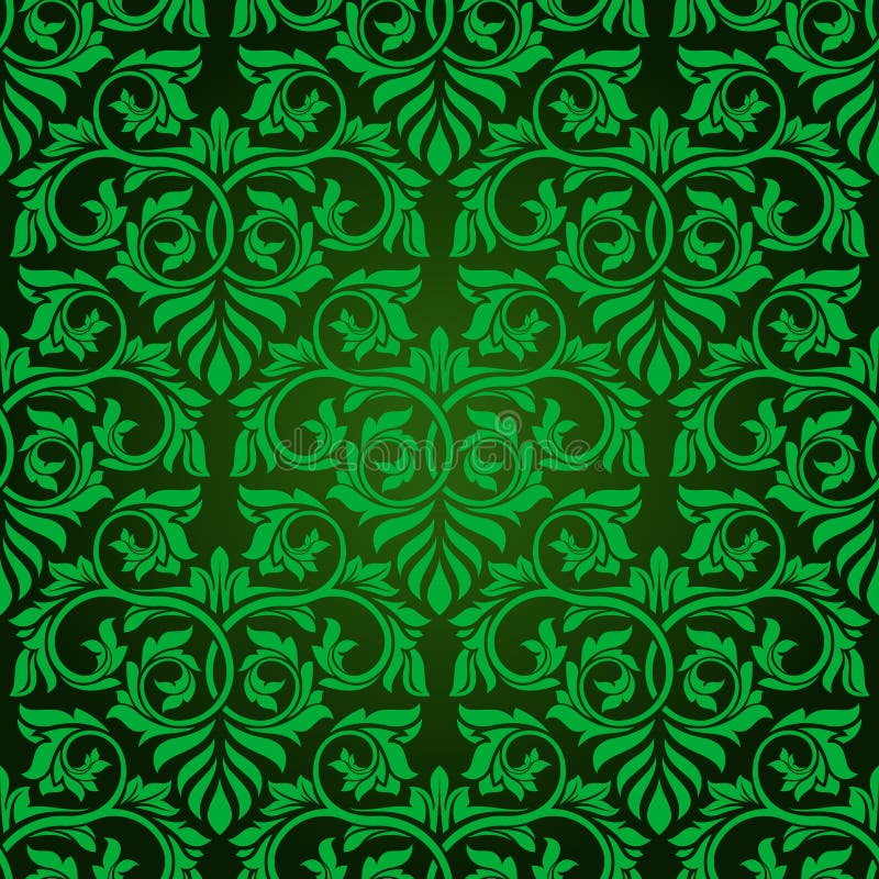 Green seamless wallpaper stock vector. Illustration of decorative ...