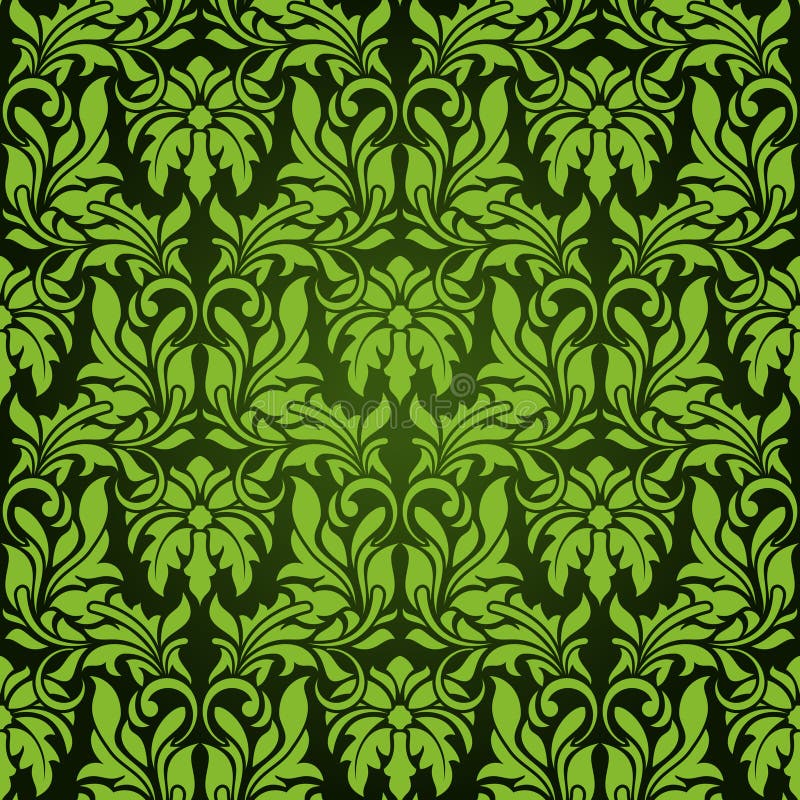 Green seamless wallpaper stock vector. Illustration of pattern - 9808521