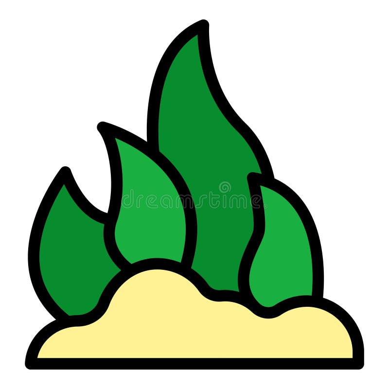 Green Seaweed Growing from Sand Patch Minimalist Icon Stock ...