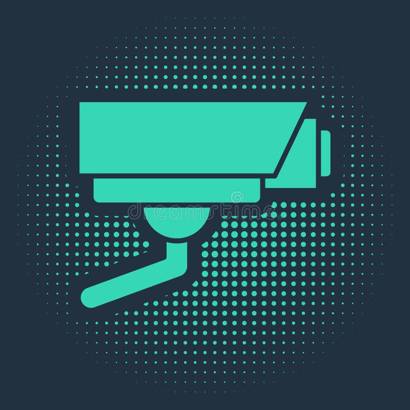 Green Security Camera Icon Isolated on Blue Background. Abstract Circle ...