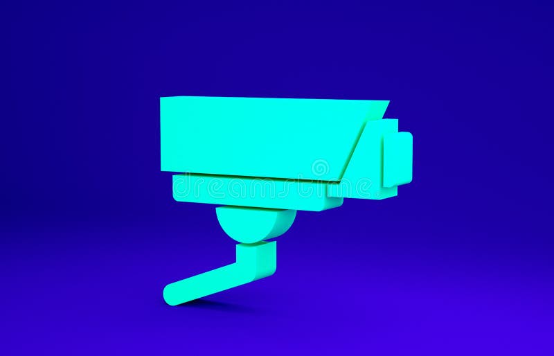 Green Security Camera Icon Isolated on Blue Background. Minimalism ...