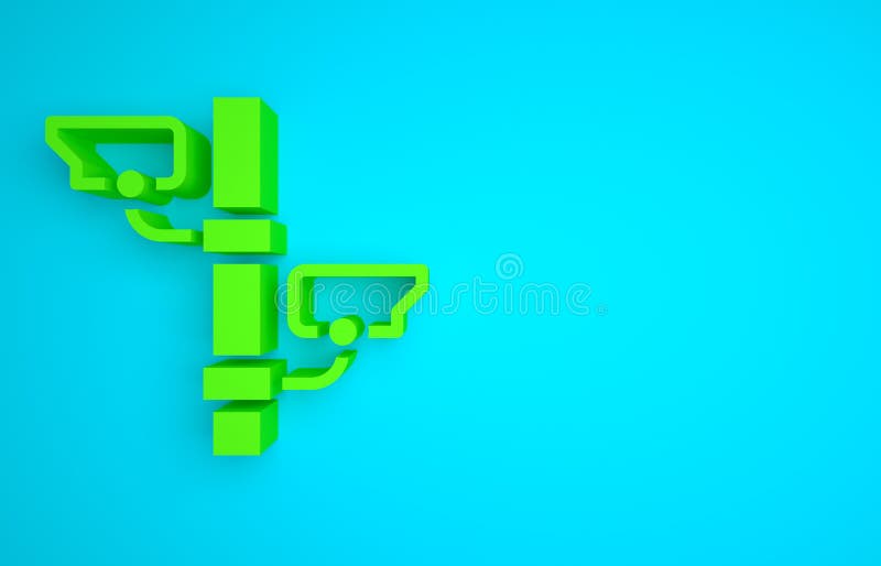 Green Security Camera Icon Isolated on Blue Background. Minimalism ...