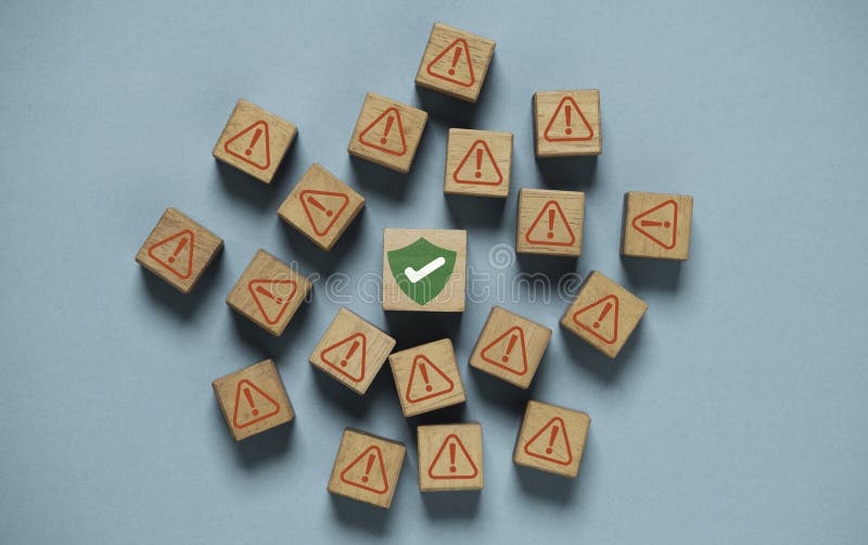 Green Security Safety with Check Mark Icon among Exclamation Warning ...