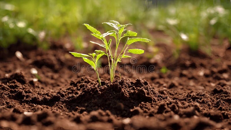 Green Seedling Growing in the Ground. Early Spring Stock Illustration ...