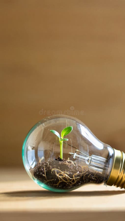 Green Seedling Growing Inside Light Bulb. Generated AI Stock ...