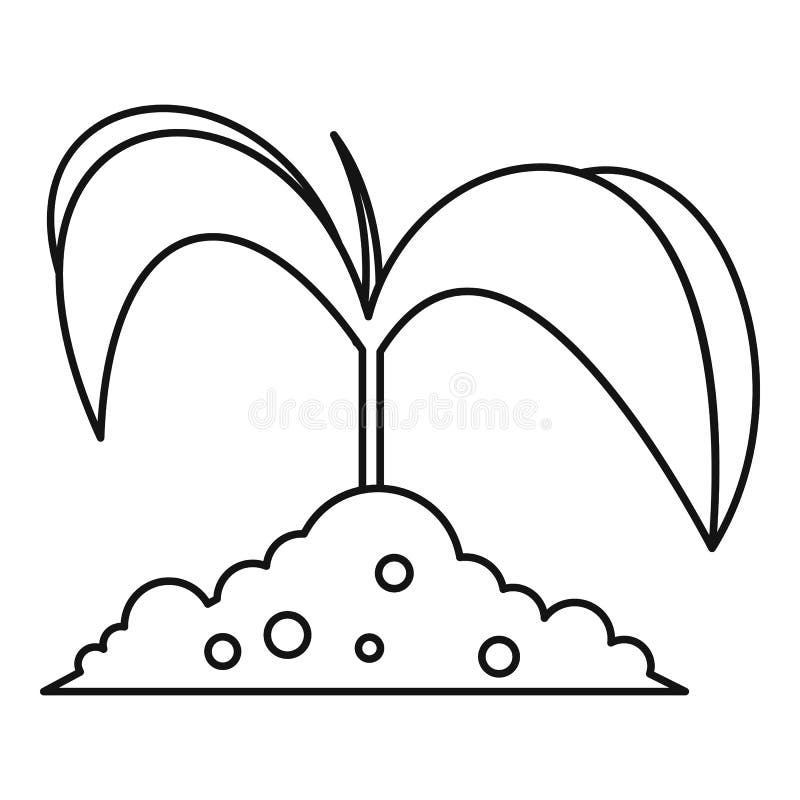 Green Seedling in Soil Icon, Outline Style Stock Vector - Illustration ...