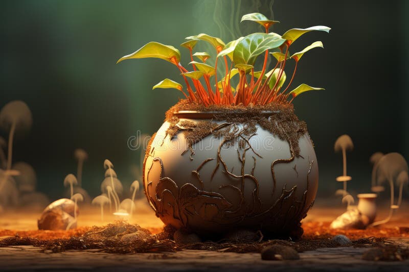 Green Seedling Sprouting Pot Garden. Generate Ai Stock Illustration ...