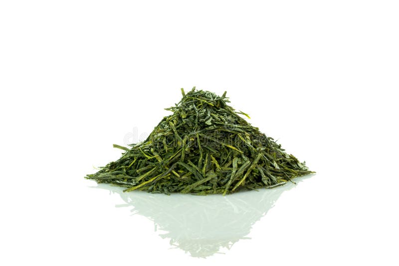 Green Sencha Tea Isolated on White Background Stock Photo - Image of ...