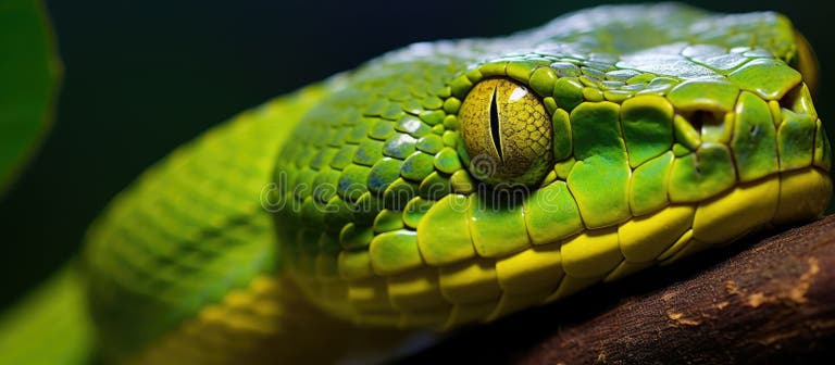 A Green Serpent on a Dark Backdrop Stock Photo - Image of reptile ...