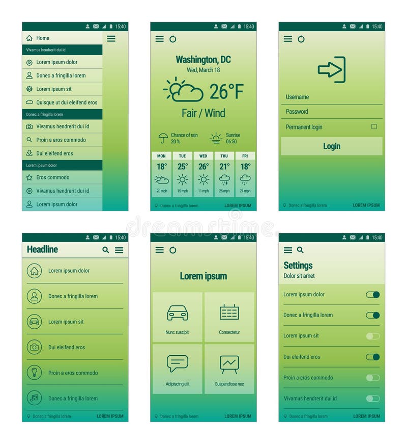 Vector Mobile Ui Design with Login Stock Vector - Illustration of sign ...