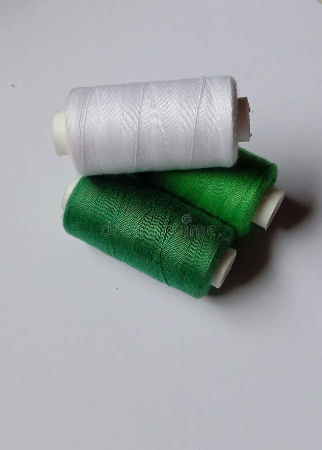Green Sewing Thread Gradations Piled Up Stock Photo - Image of green ...