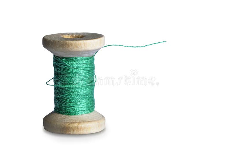 Green Sewing Thread on an Old Bobbin Stock Image - Image of green ...