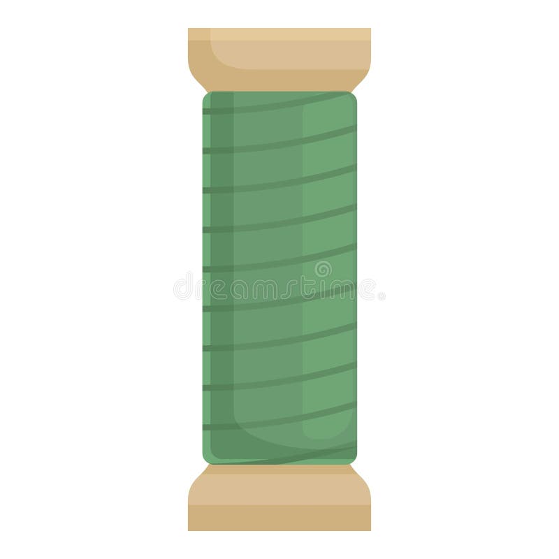 Green Sewing Thread Wrapped Around Wooden Spool Stock Vector ...
